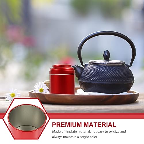 Containers with Lids Tea Canister Sealing Tea Jar Small Tea Tinplate Sealed Tea Storage Tin Sealing Tea Container Tea for Loose Tea Coffee Bean Sugar Salt (Red) Red
