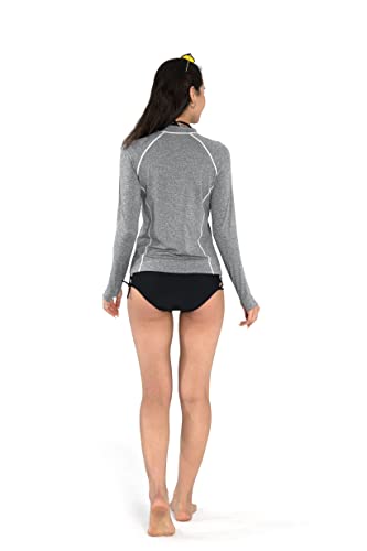 Actleis Women's Long Sleeve Rash Guard UPF 50+ UV Sun Protection Swim Shirt Medium Heather Gray