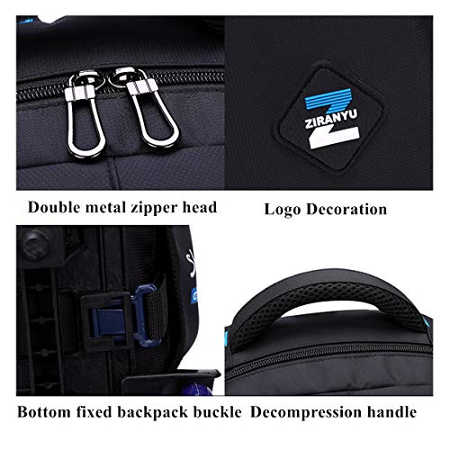 Black Kids Boys Rolling Backpack Teens Carry-on Luggage with Wheels Trolly BookBag for School-2 Wheels