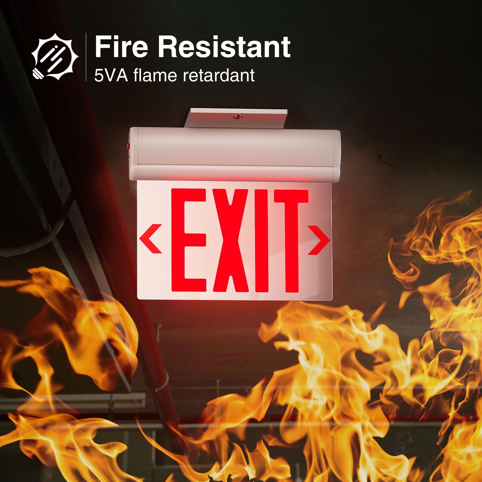 FREELICHT 2 Pack Red LED Double-Sided Exit Sign with Battery Backup,Exit Sign for Business,Easy To Install,UL Certified,AC 120/277V