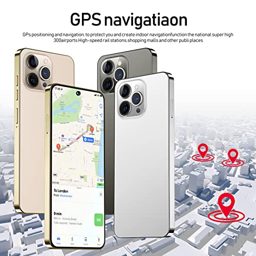 Bewinner I14 Pro Max Unlocked Cellphone, 6.7 Inch HD Screen, 4GB RAM 128GB ROM, Dual SIM Card 4G Smartphone, Face Unlock Phone for Android 12 4000mAh Battery White(US)