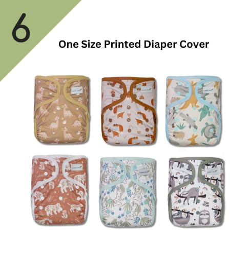 Kawaii Baby 6 Happy Leak-Free Cloth Diaper Covers, Double-Layer adjustable to fit babies 8-36 pounds, Animal Club