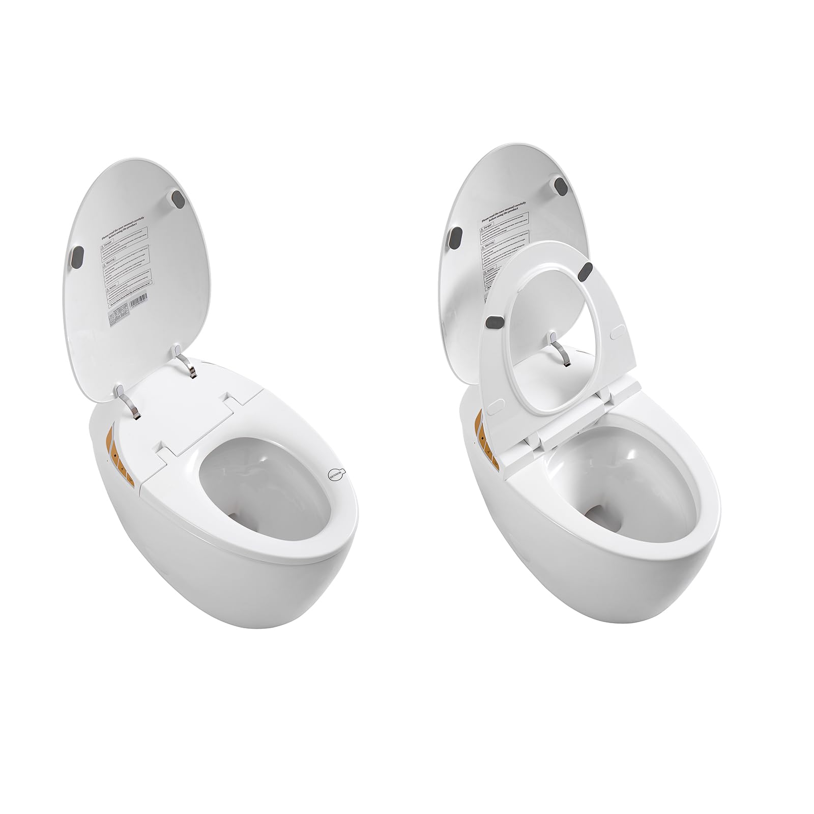 BWE Smart Toilet With Bidet Built In, One-piece Bidet Toilet Seat, Auto Flush, Auto Open & Auto Close,Heated Seat, Warm Water and Dry, Wireless Remote Control
