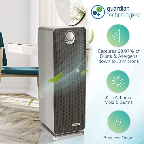 Germ Guardian AC4900CA 22” 3-in-1 True HEPA Filter Air Purifier for Home, Full Room, UV-C Light Kills Germs, Filters Allergies, Smoke, Dust, Pet Dander, & Odors, 3-Yr Wty, GermGuardian, Black