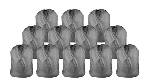 Nylon Laundry Bags Bulk 30" X 40" – Pack of 12 bags, for Heavy Duty Use, Commercial, Laundromats and Household Storage, machine washable - Made in the USA (Grey)