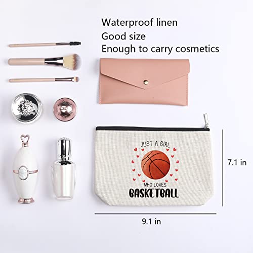 Basketball Gifts Basketball Bag Unique Gifts for Girls Her Female Basketball Sports Lover Player Birthday Gifts for Women Mom Friend Sister - Just A Girl Who Loves Basketball Travel Toiletry Bag