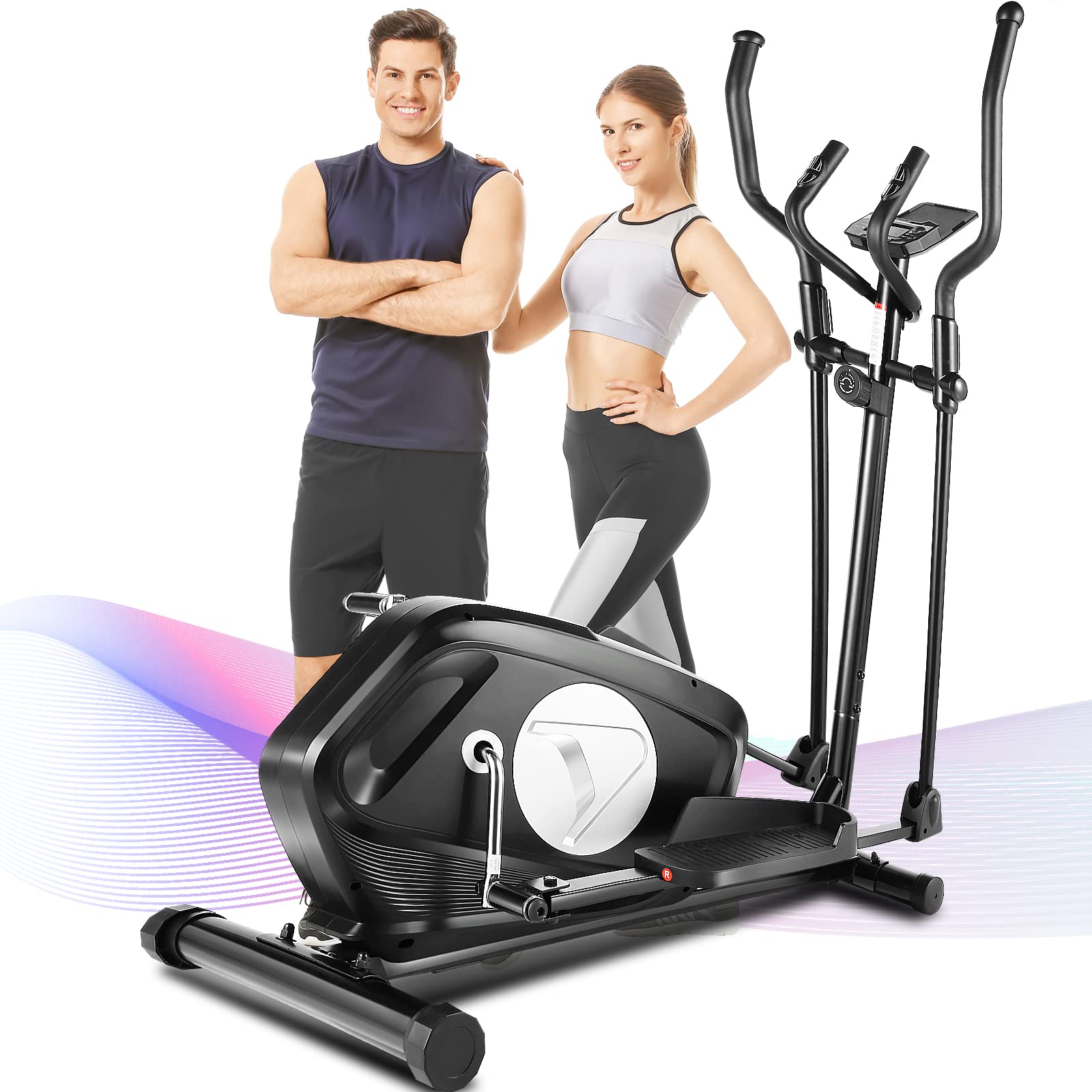 ANCHEER Elliptical Machine for Home use, Elliptical Training Machines with LCD Monitor & Pulse Rate Grips, 390LBS Weight Capacity Fitness Elliptical Quiet Driven with Large Flywheel for Exercise