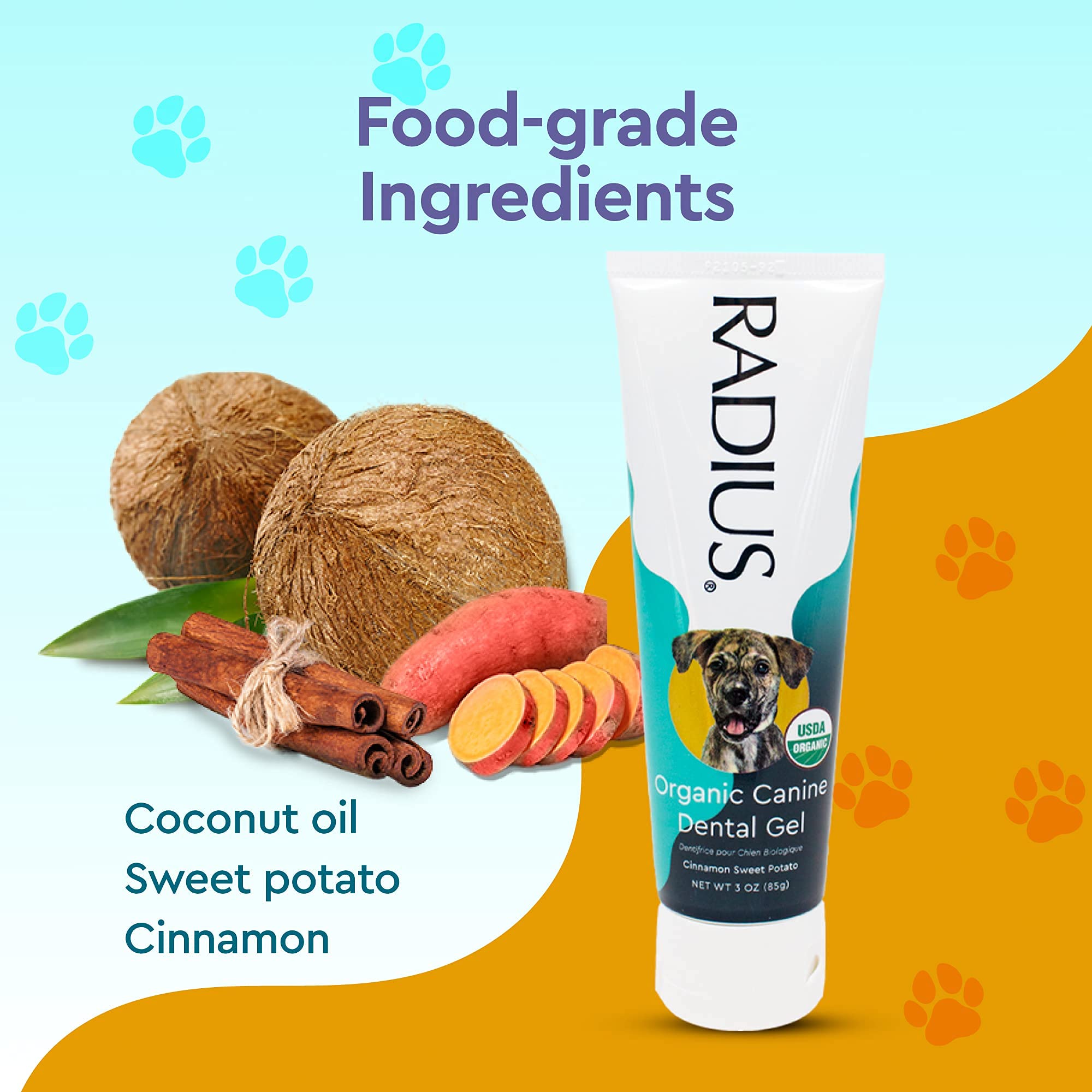 RADIUS USDA Organic Canine Pet Toothpaste 1 Unit, 3 oz, Non Toxic Toothpaste for Dogs, Designed to Clean Teeth and Help Prevent Tartar and Remove Plaque, Xylitol Free