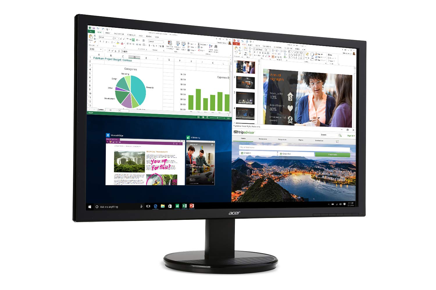 Acer K202HQL Abi 19.5" HD Monitor (HDMI & VGA Port), Black, 19.5 Inch Wireless Optical Mouse