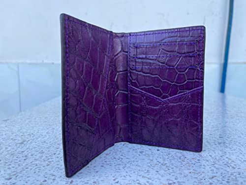 Double side Purple Crocodile Alligator leather skin Credit Cardholder, leather credit cardcase, leather creditcard cover