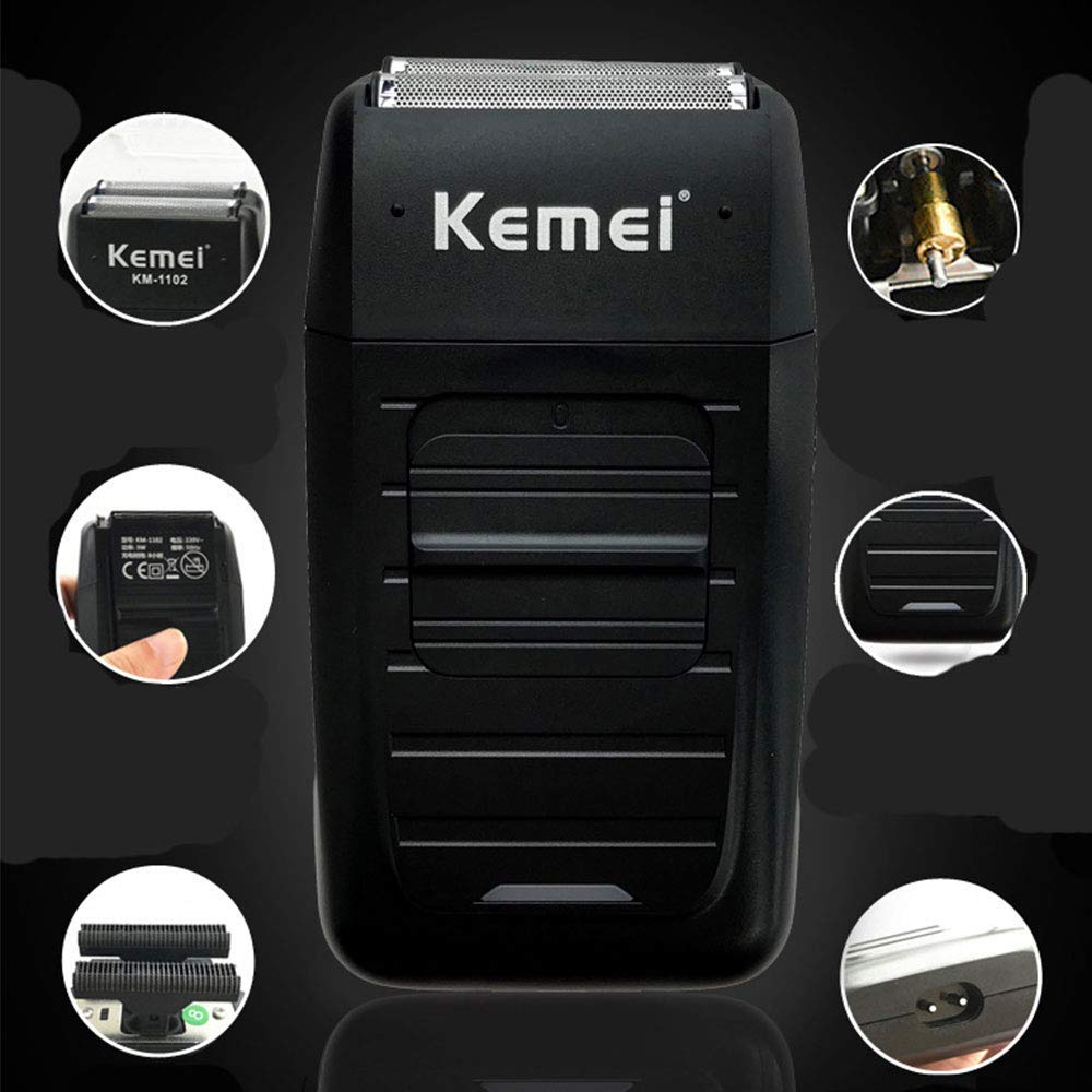 kemei Men's Reciprocating Cordless Razor Razor Electric Rechargeable Razor Precision Beard Sideburn Trimmer Razors Twin Blade Multifunction Grooming Razor