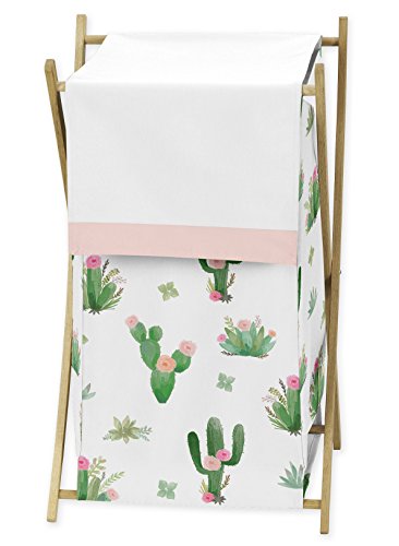 Pink and Green Boho Watercolor Baby Kid Clothes Laundry Hamper for Cactus Floral Collection by Sweet Jojo Designs