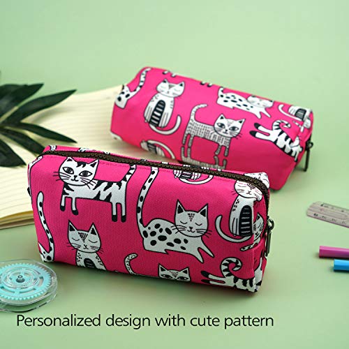 Pink Cat Pencil Case Makeup Bag Cat Lover Gift Crazy Cat Lady Toiletry Case Pouch Gifts for Teens Cosmetic Bag Kawaii Box Stationary Gadget Bag