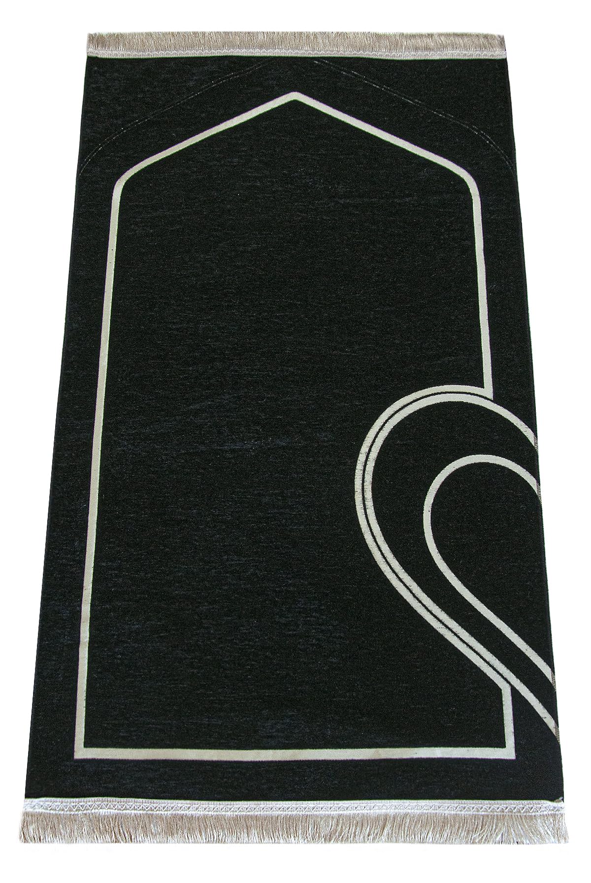 ihvan online, Muslim Prayer Rug for Couples, Praying Mat Set for Women & Men, Heart Patterned, Soft, Prayer Beads, Islamic Gifts for Ramadan Eid Valentines Day, Two Pieces, White-Black