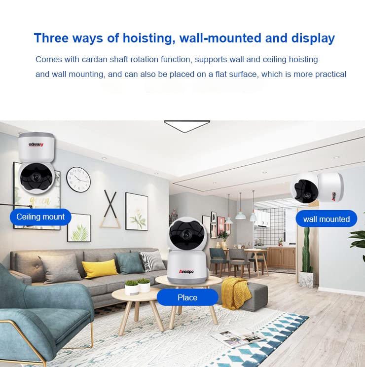 Anssipo Indoor Security Camera for Baby Monitor, Home Security, 5MP HD Pet Dog Camera WiFi with Two-Way Audio, Auto Tracking,Motion Detection,Night Vision