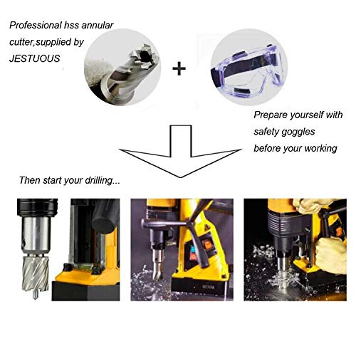Annular Cutter JESTUOUS 3/4 Inch Weldon Shank 1/2 Cutting Diameter 2 Cutting Depth with Pilot Pin Slugger Bits Two Flat HSS Kit for Magnetic Drill Press,1 Piece