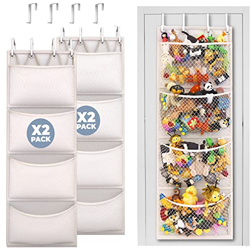 Honeyera 2 Pack - Storage for Stuffed Animal - Over Door Organizer for Stuffies, Baby Accessories, Toy Plush Storage/Easy Installation with Breathable Hanging Storage Pockets Big Girls Toddler