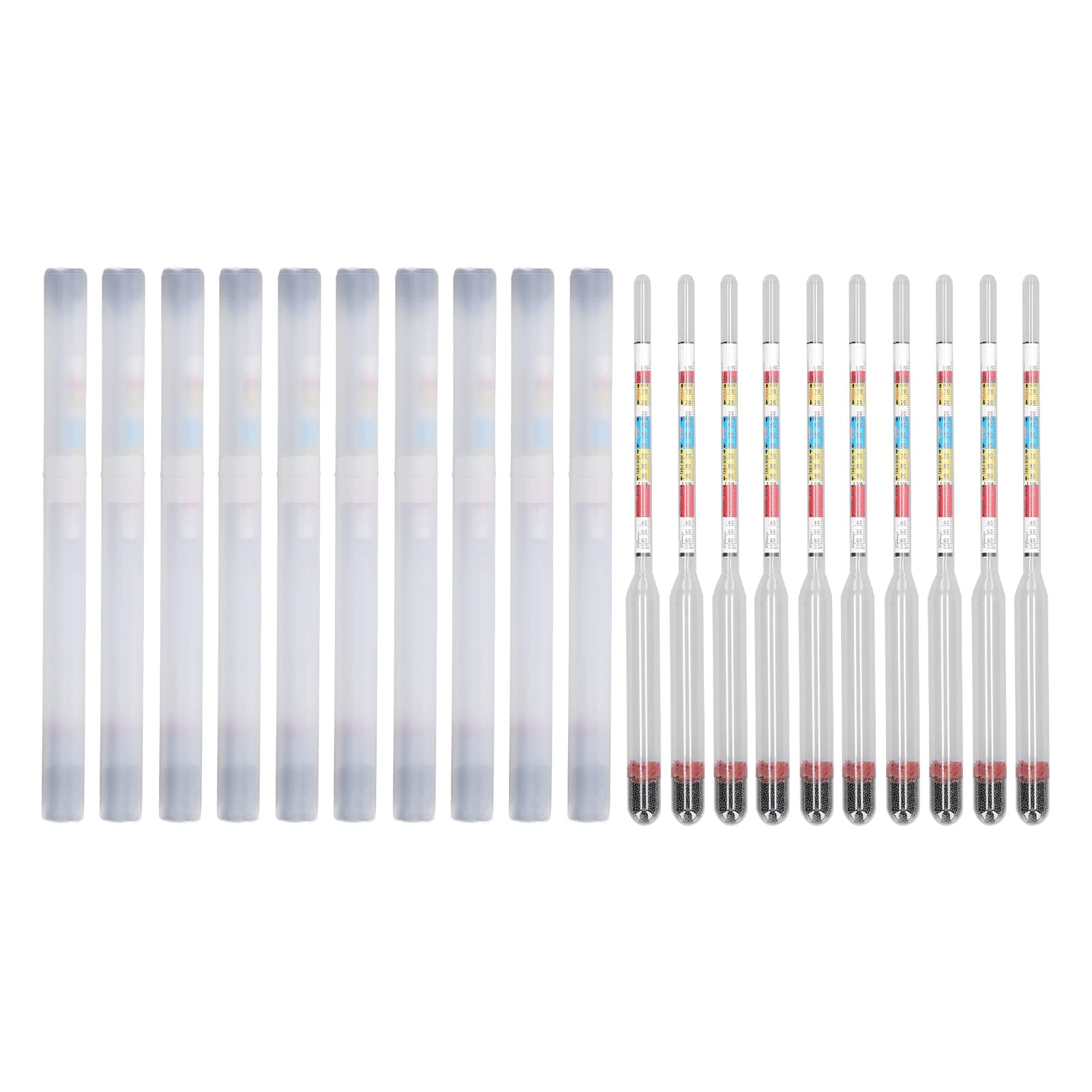 Garosa 10Pcs Triple Scale Hydrometer Home Brewing Meter Hydrometer Alcohol Home Brewing Beer Liquid Hydrometer Test Jar Household Supplies
