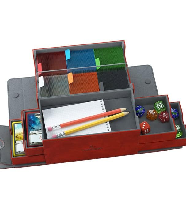Gamegenic Game's Lair 600+ Convertible Deck Box in Red Color - Premium Game Storage Box Holds up to 600 Cards with Removable Cardboard