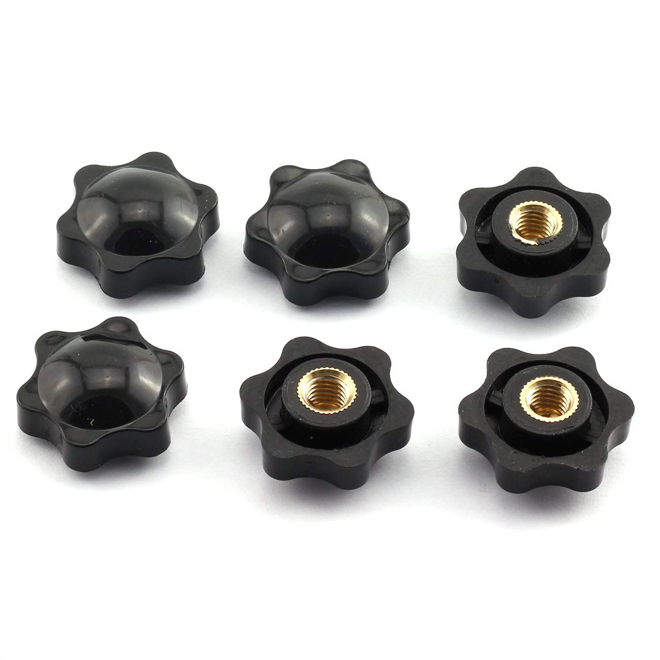ZRM&E 6PCS 31# M8 Knurled Grip Knob Head with Copper Threaded Insert Plastic Hexagon Shape Thumb Knob