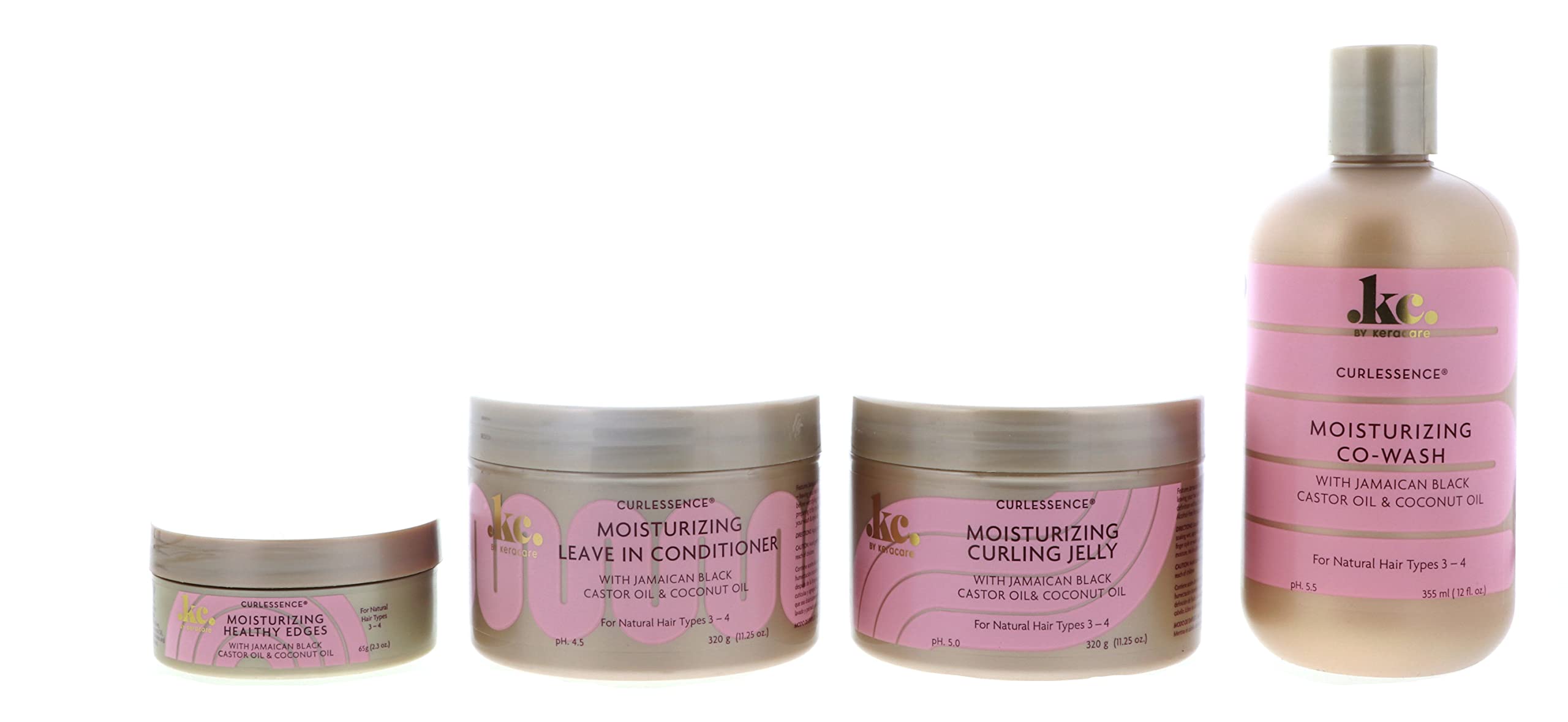 Keracare Hair Product Curl-Essence Moisturizing Bundle Combo Set (JELLY&CREAM&CONDITIONER&EDGE-GEL)