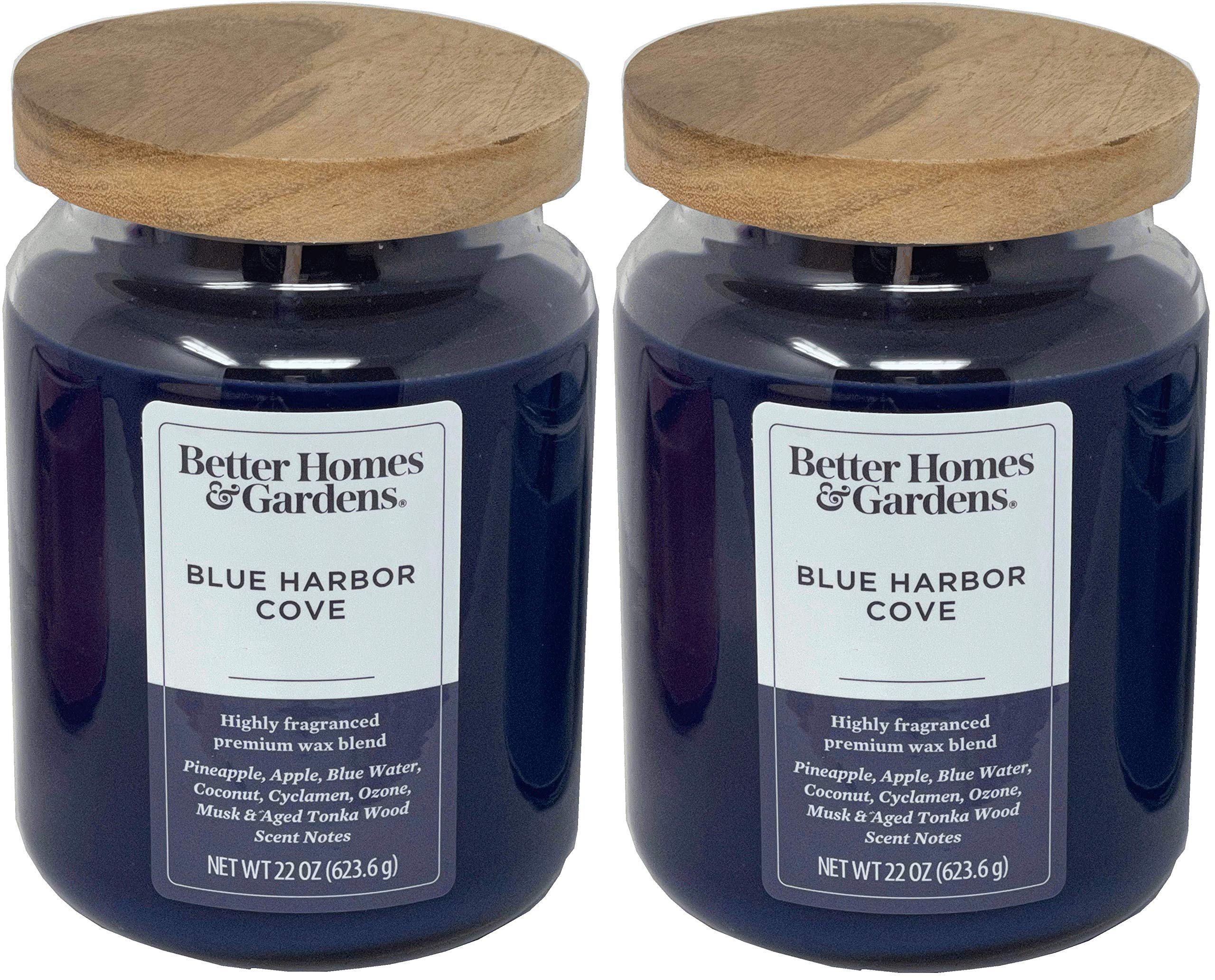 Candle-Lit, Deep Blue, 22oz (623.6g) x 2 [excluding glass jar weight], RB22-51198x2 Better Homes Gardens 22oz Scented Candle, Blue Harbor Cove 2-Pack