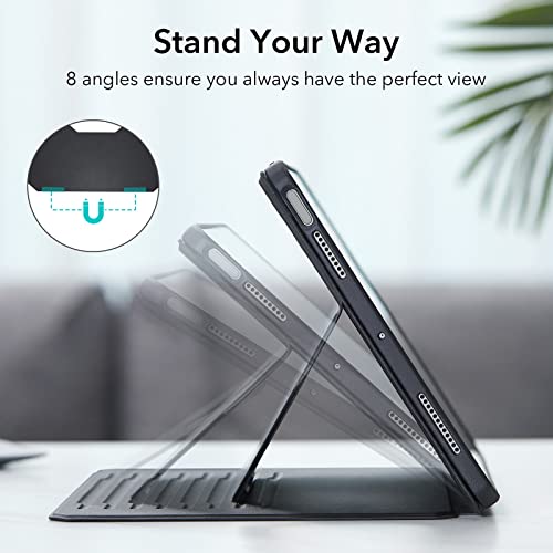 ESR for iPad Air 5th Generation Case 2022 / iPad Air 4th Case 2020, Rugged Protection, Detachable Magnetic Cover, Adjustable Portrait/Landscape Stand with Raised Screen View, 8 Stand Angles, Black