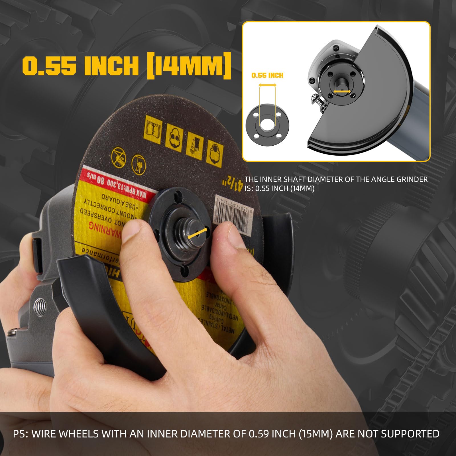 Angle Grinder Cordless for Dewalt 20V Max Battery, 4-1/2'' Brushless Grinder with Auxiliary Handle, 3 Variable Speed Up to 10000RPM, Angle Grinder Power Tools For DIY Cutting, Grinding (No Battery)