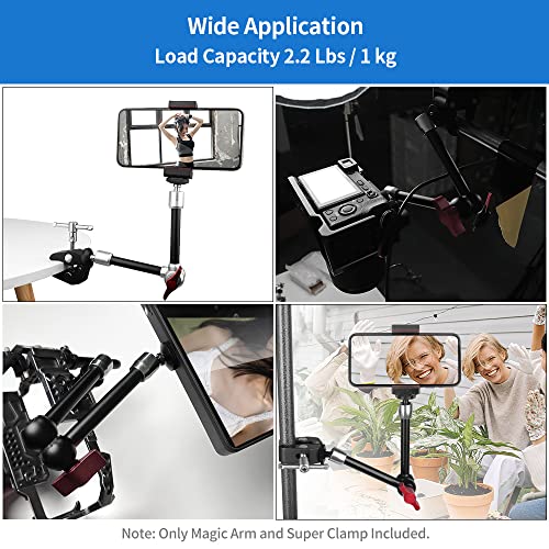 Hemmotop Magic Arm 11 Inches with Super Clamp Articulating Friction Arms for iPhone LCD Monitor Clamp Holder Mounts Kit Adjustable MS01