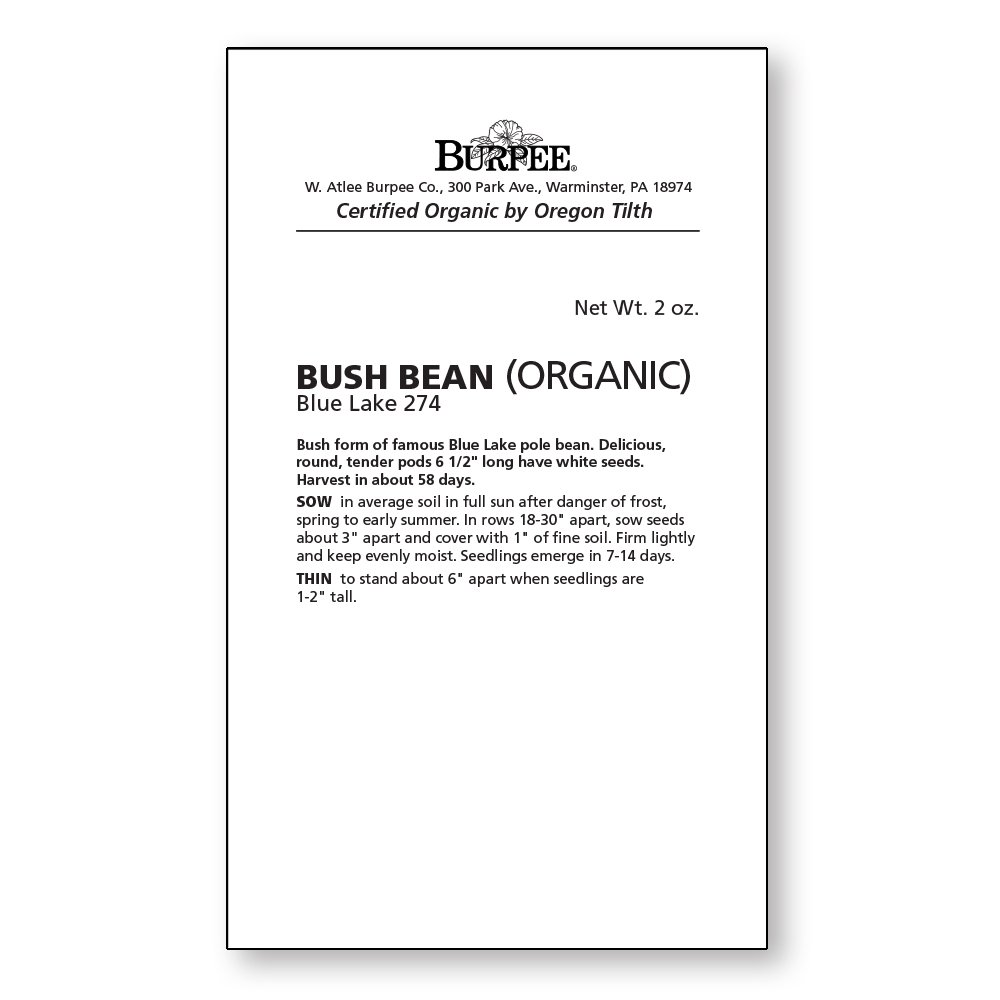 Burpee Blue Lake 274 (Organic) Bush Bean Seeds 2 ounces of seed