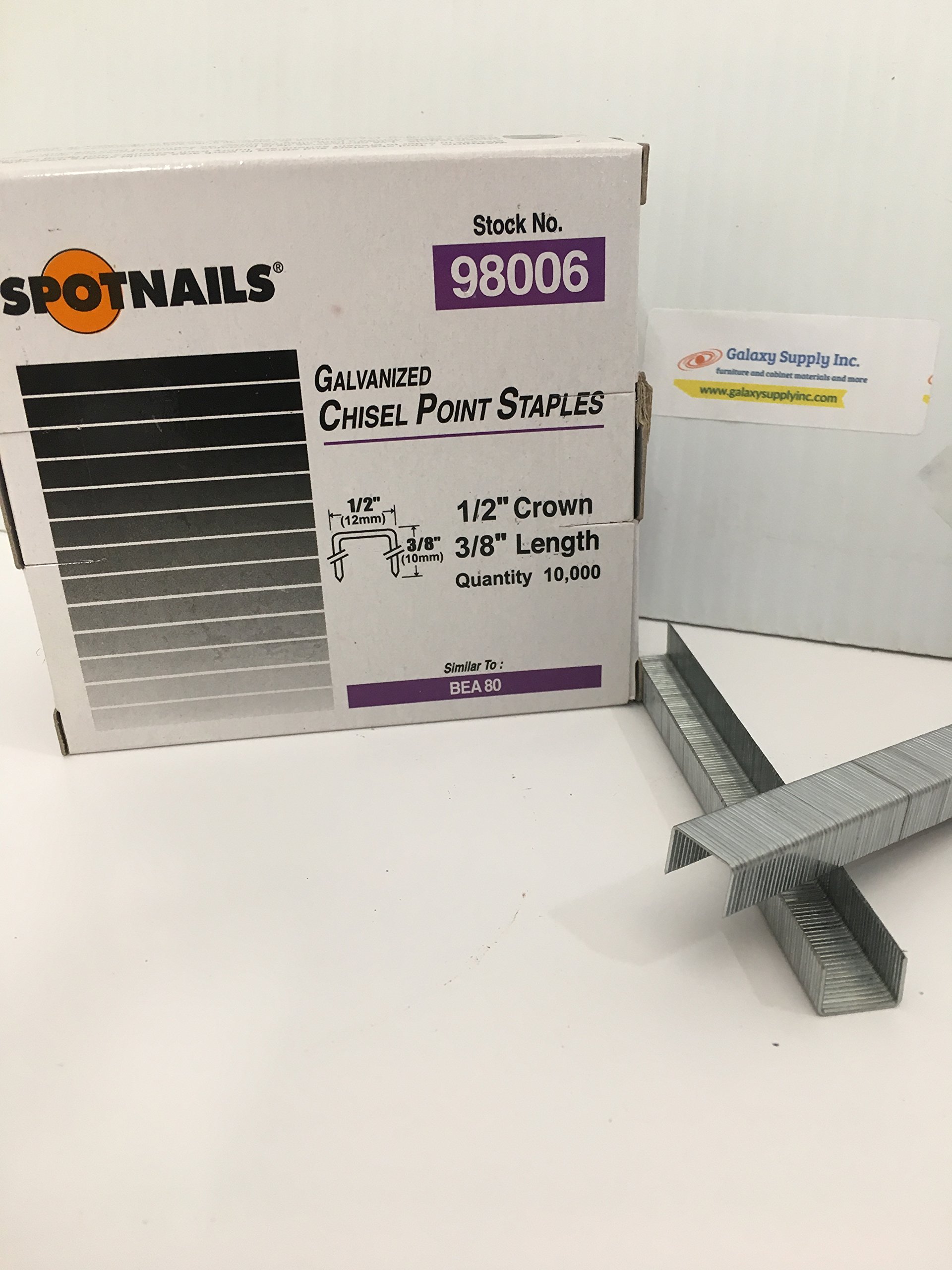 Spotnails 98006 Similar BeA 80 Series 1/2" Crown Staples 3/8" Leg,Sale by 7 Boxes/ctn