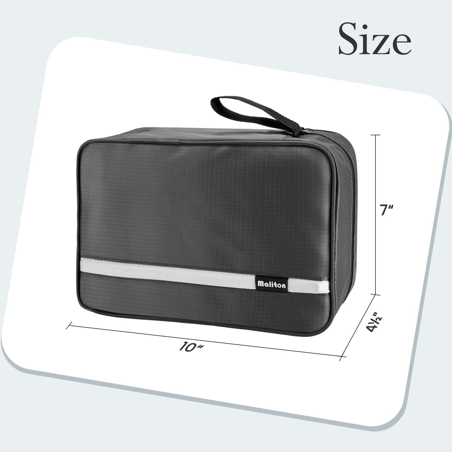 Maliton Toiletry Bag for Men & Women | Large for Traveling | Hanging Compact Hygiene Bag with 4 Compartments | Waterproof Bathroom Shower Bag (Black)