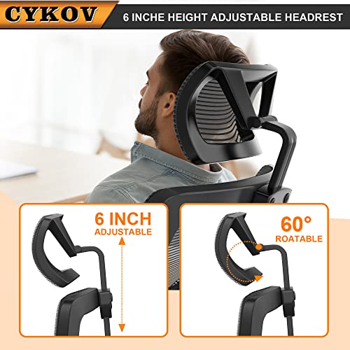 π―πΆπ΄π¬ πΆπππ°πͺπ¬ πͺπ―π¨π°πΉ, Ergonomic Mesh Desk Chair, High Back Computer Chair- Adjustable Headrest with Flip-Up Arms, Lumbar Support, Swivel Executive Task Chair (Modern, Black)