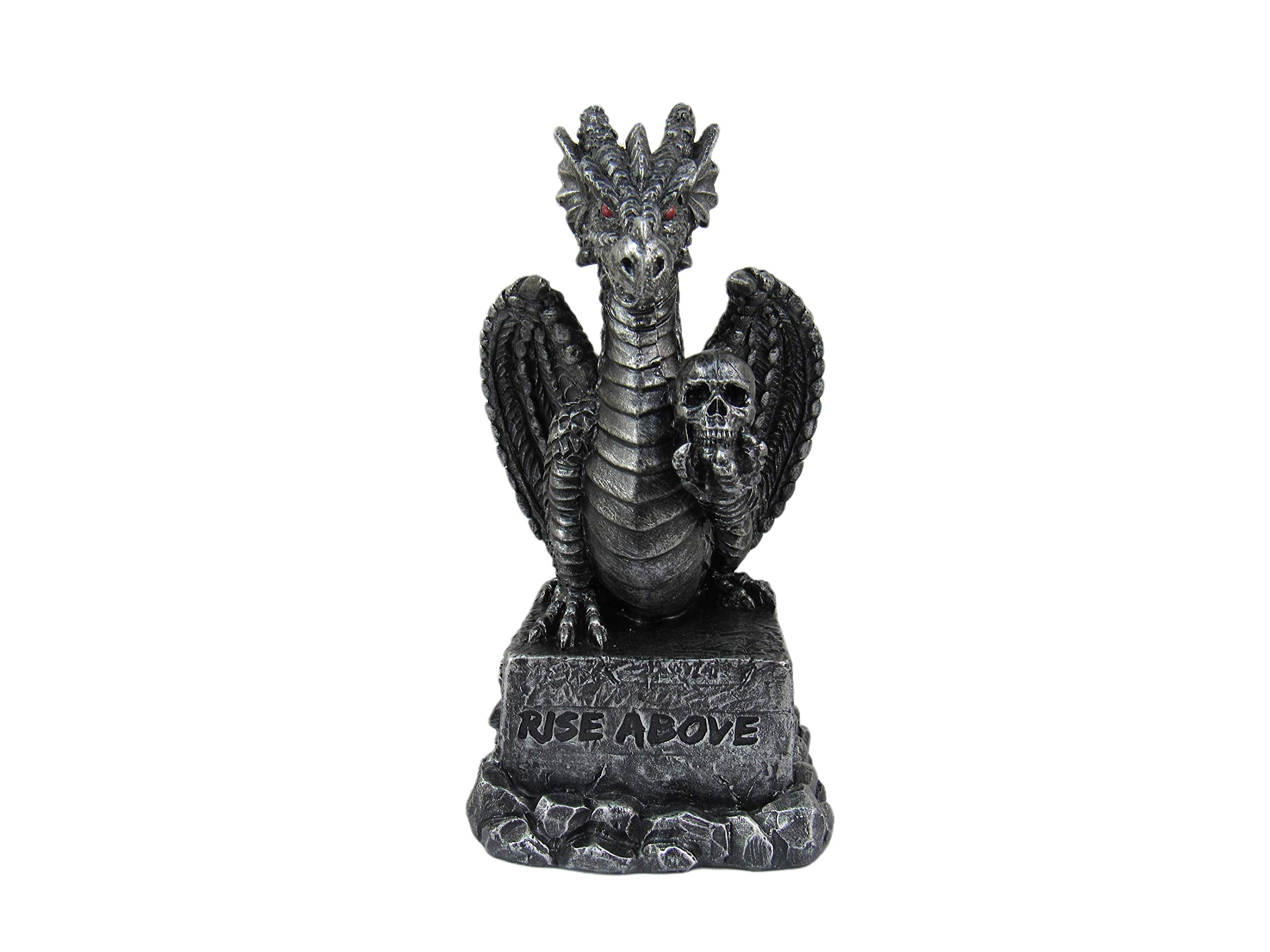 DWK Pewter Dragons Motivational Gothic Decor Mini Figurines | 4 Piece Set Medieval Home Decor and Dragon Garden Decor | Medieval Mini Statues Gifts for Meditation - 5"