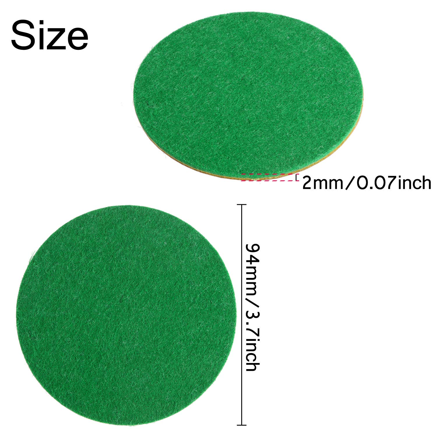 94 mm Felt Pads for Hockey Replacement Hockey Mallet Felt Pads Self Adhesive Green Felt Sticker for 96 mm Hockey Pushers