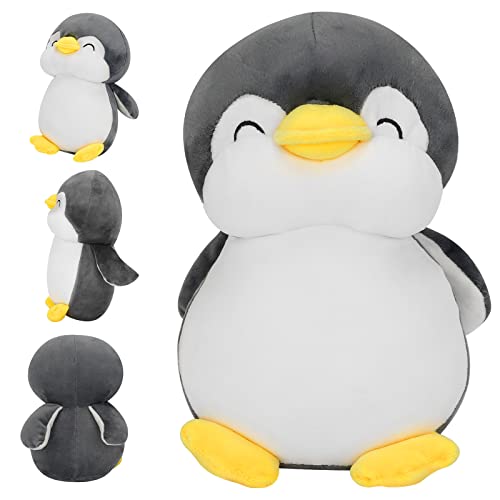 SEENEEY Plushies Penguin Stuffed Animal Toys,Fat Penguin Plush Doll Boy Girl Girlfriend Valentine's Day Gift Cute Pillow (Grey,9.8in)