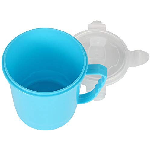 Home-X Mug Warmer, Desktop Heated Coffee & Tea - Candle & Wax Warmer (Black) and Microwave Soup Mug with Secure Snap Close Vented Lid, 22 Ounce, Blue
