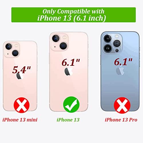 Designed for iPhone 13 Case Wallet for Women,Flip Folio Cover with Butterfly Embossed PU Leather Kickstand Credit Card Holder Slots Magnetic Wrist Strap Protective Phone Case for iPhone 13 (Blue)