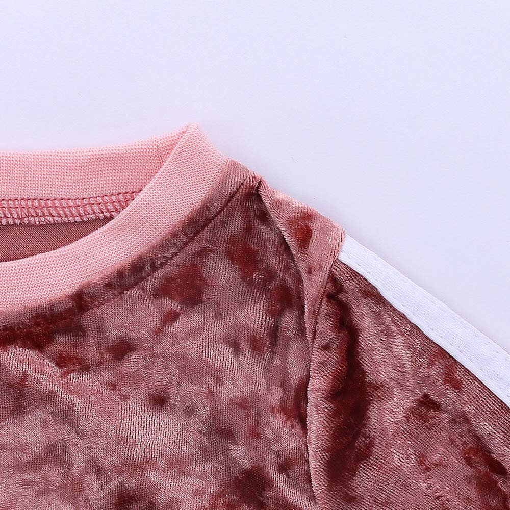 MYGBCPJS 2Pcs Fashion Toddler Baby Girl Velvet Sweatshirt Tops Pant Set Tracksuit