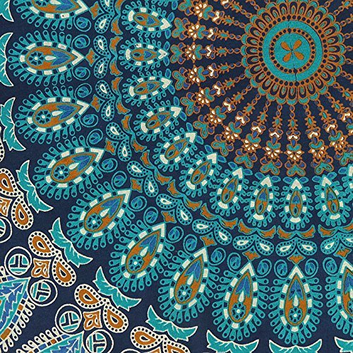 ANJANIYA - 32" Peacock Mandala Bohemian Yoga Meditation Floor Pillow Cover Comfortable Home Car Bed Sofa Cushion Couch Seating Large Zipped Throw (32 inches, Blue Green)