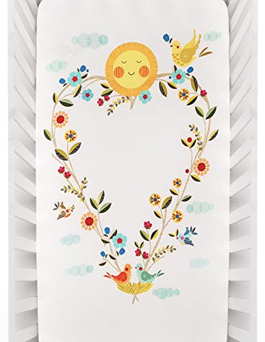 Rookie Humans 100% Cotton Sateen Fitted Crib Sheet: Love Blooms. Modern Nursery, Use as a Photo Background for Your Baby Pictures. Standard Crib Size (52 x 28 inches) Floral Crib Sheet