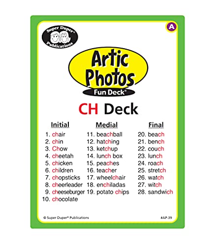 Super Duper Publications | Articulation Photos CH Sound Fun Deck Flash Cards | Educational Learning Resource for Children