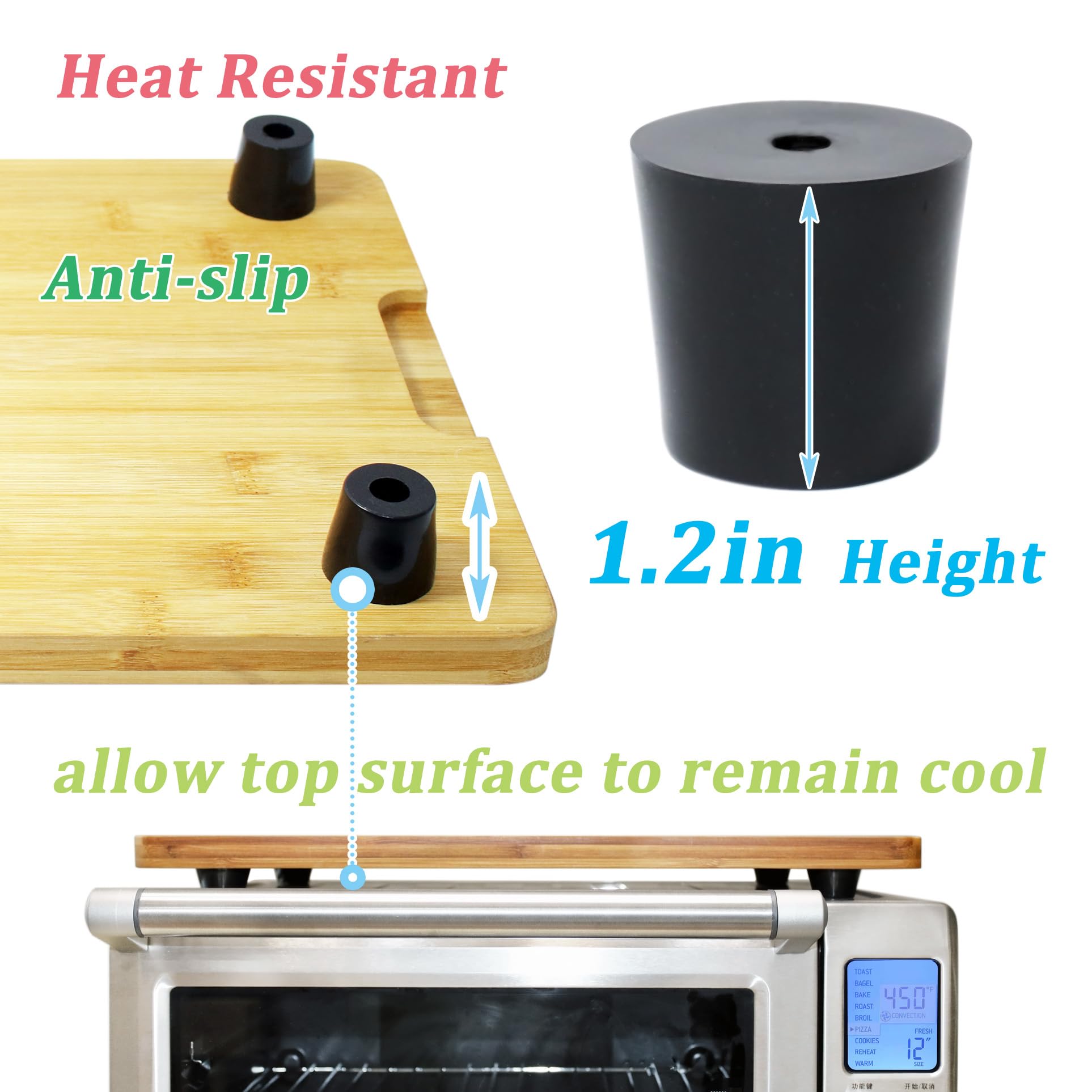 Ansoon Bamboo Wood Cutting Boards for Mini Smart Toaster Oven Air, Compatible with Breville 860 BSS/845BSS Countertop Oven, 1.2inch Heat Resistant Silicone Feet, Creates Storage Space