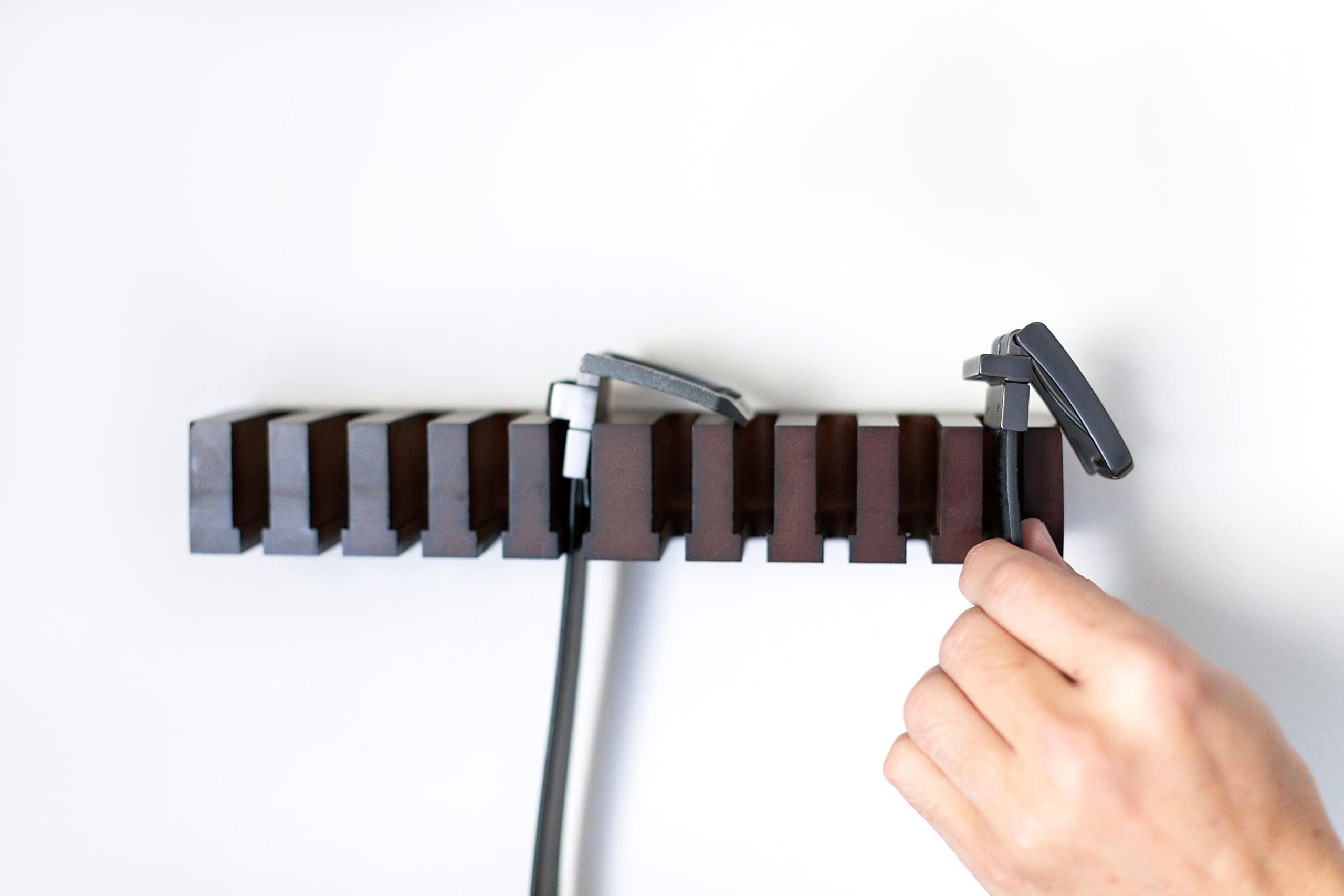 Belt Hanger for Closet -Beechwood Belt Organizer for Closet (10.75β x 2.5β x 1.7β)- Belt Holder for Closet w/Mount Hardware - Dark Wood Finish Belt Rack for Closet- Belt Hangers for Men for 10 Belts
