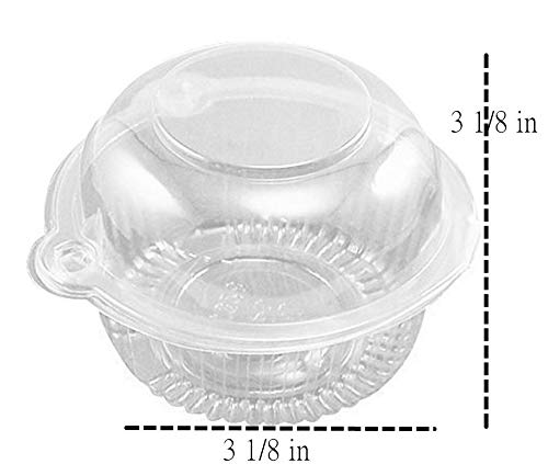 Hewnda 50 Pack Clear Plastic Single Individual Cupcake Muffin Dome Holders Cases Boxes Cups Pods