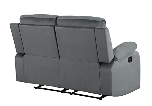 Blackjack Furniture Elton Microfiber Reclining Modern Living Room Loveseat, Sofa, Gray