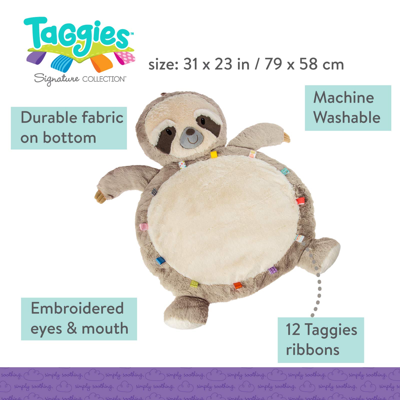 Taggies Super Soft Baby Mat, Molasses Sloth , 31 x 23-Inches