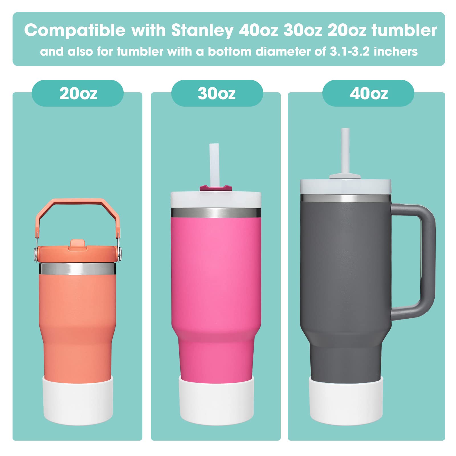 Airboat 6Pack Replacement Straws and 2Pack Protective Silicone Boot Sleeve for Stanley 40oz 30oz 20oz 14oz Tumbler