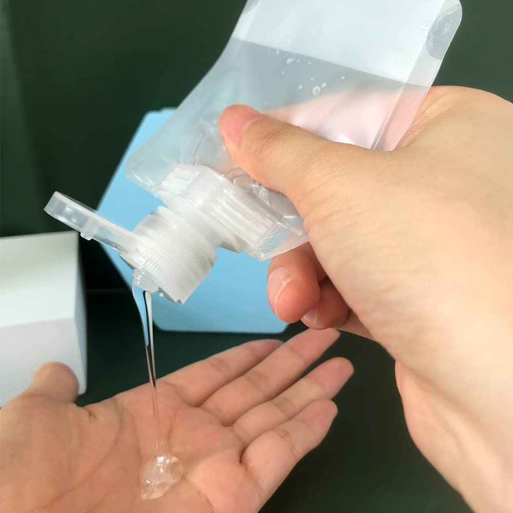 6pcs Travel Size Plastic Refillable Pouches Empty Squeeze Bag Reusable Toiletry Pouch Containers Stand Up Pouch with Spout for Liquid Cosmetic/Lotion/Shampoo/Face Wash