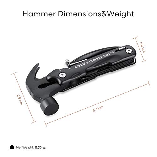 Gifts for Dad from Daughter Son Kids Wife Fathers Day,Birthday Gift Ideas for Men Him,Unique Personalized Dad Gifts,Hammer Multitool(WORLD'S COOLEST DAD)